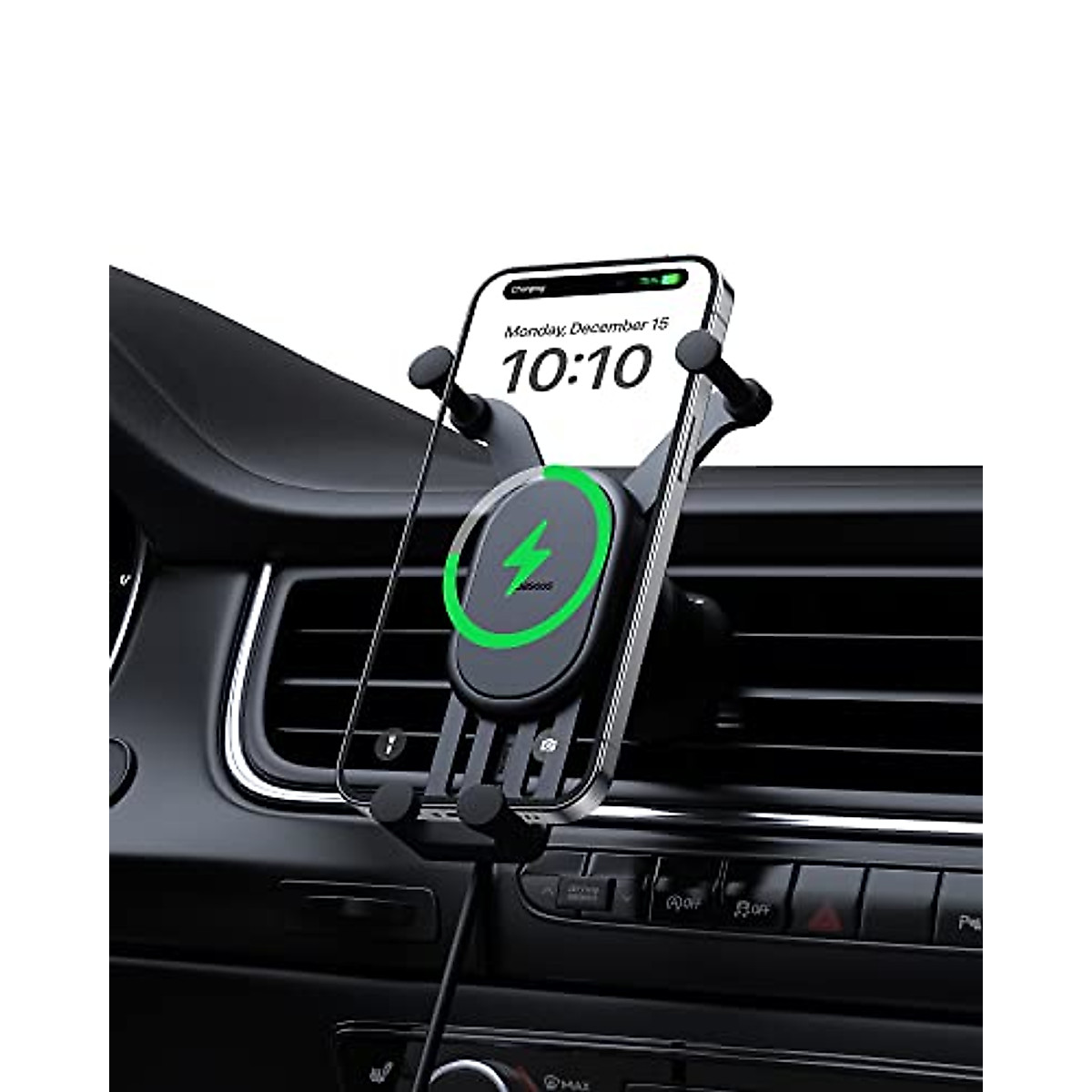 Wireless Car Charger, Baseus 15W Fast Charging Phone Mount for Car Vent, Car Phone Holder with Enlarged Charging Coil for iPhone 14 13 12 11 10 8 Pro Max Xs, Samsung Galaxy S&Note Series Google LG etc