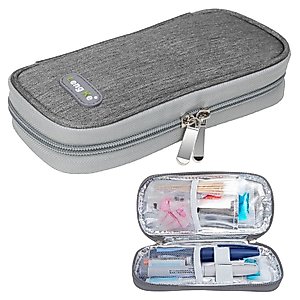 YOUSHARES Insulin Travel Case - Insulin Cooler Bag for Pen, Medicine, Pen Glucose Meter and Other Diabetic Supplies（Grey,Bag Only