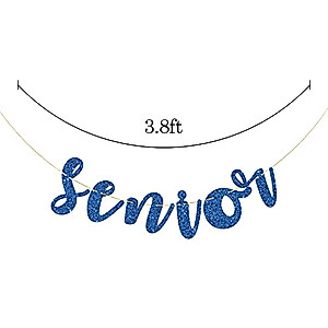 Talorine Blue Senior Banner - for Congrats Grad Bunting - Educated AF - Graduation Party Bunting Decorations (Glitter)