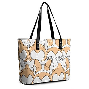 Womens Handbag Dogs Breed Welsh Corgi Leather Tote Bag Top Handle Satchel Bags For Lady