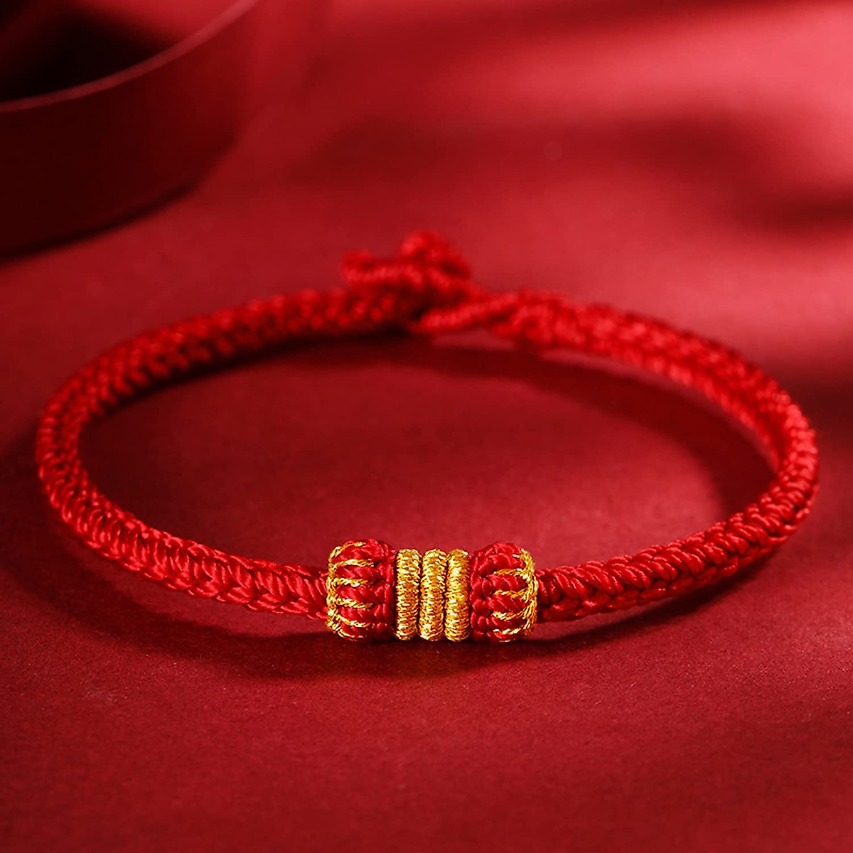 MENGLINA Fashion Women Men Handmade Golden Wire Red Rope Chinese Lantern Shape Braided Couple Bracelets Lucky Red String Distance Friendship Jewelry (18)