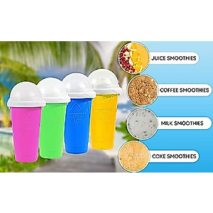 Slushy Maker Cup - TikTok Frozen Magic Quick Smoothie Cup- With Free Popsicle Mold , Sponge & Cleaning brushes , Bottle with 2 in 1 Straw - Squeeze Icy Frozen Slushie Cup - Cooling Slushie for Smoothies -Green