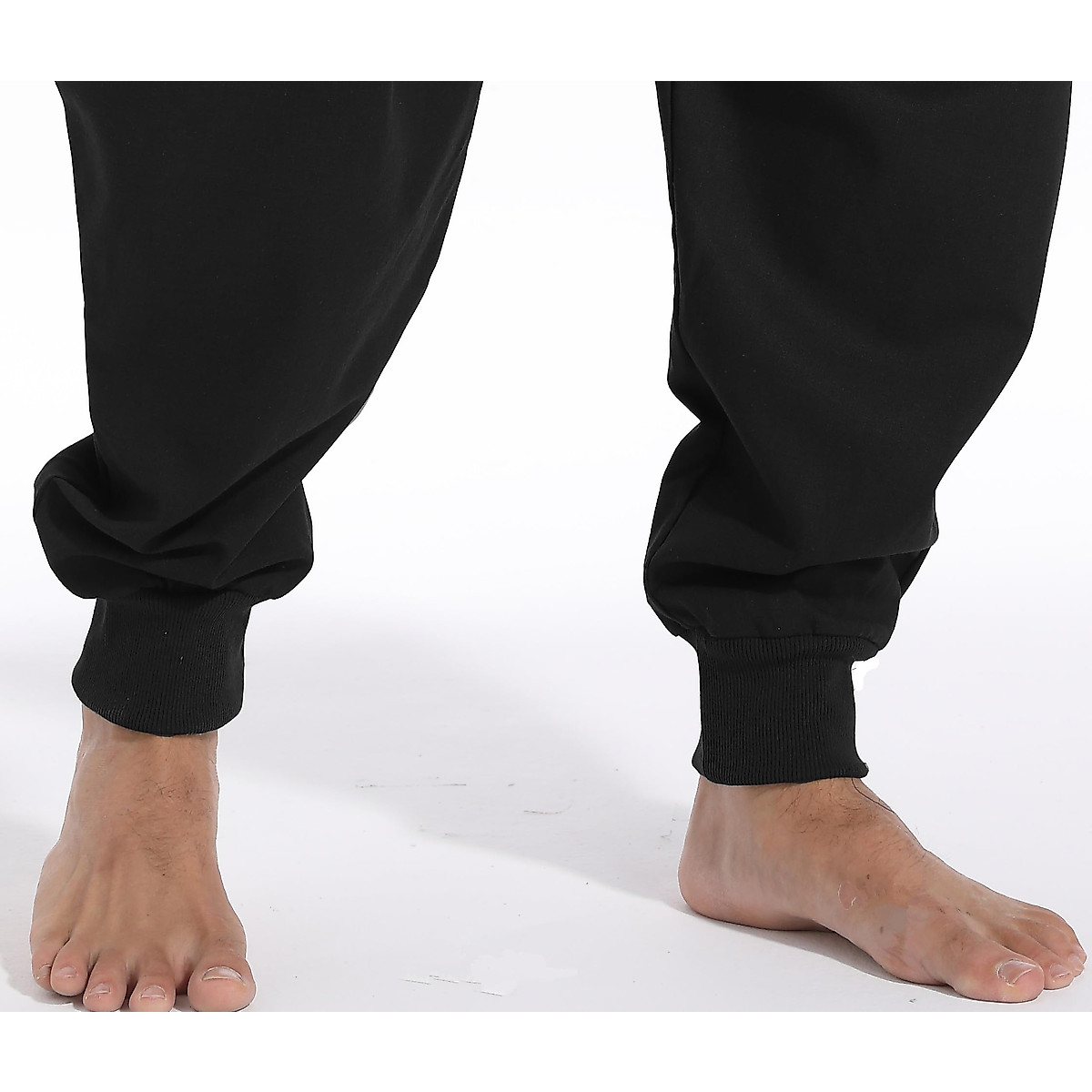 AITFINEISM Men's Drawstring Aladdin Hippie Harem Pants Loose Drop Crotch Trousers (Medium, Black-2)