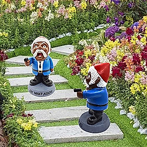 spolis Say What Again Angry Garden Gnome Statues Resin Ornaments, 9 Inch War Gnome Outdoor Garden Statues Sculpture for Indoor Outdoor Lawn Yard Decorations-1PCS