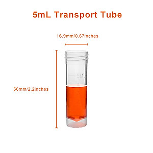 PEKYBIO Sterile Plastic Graduated Test Tubes 5ml Sample Storage Container with Screw Cap Self-Standing Lab Transport Tube, Case of 50