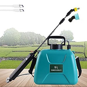 Battery Powered Sprayer, Sprayers in Lawn and Garden with USB Rechargeable Handle, Electric Sprayer with Telescopic Wand 2 Mist Nozzles and Adjustable Shoulder Strap, Potable Garden Sprayer for Garden