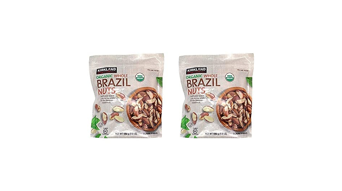 Kirkland Organic Whole Brazil Nuts | Pack of 2 for Healthy Snacking