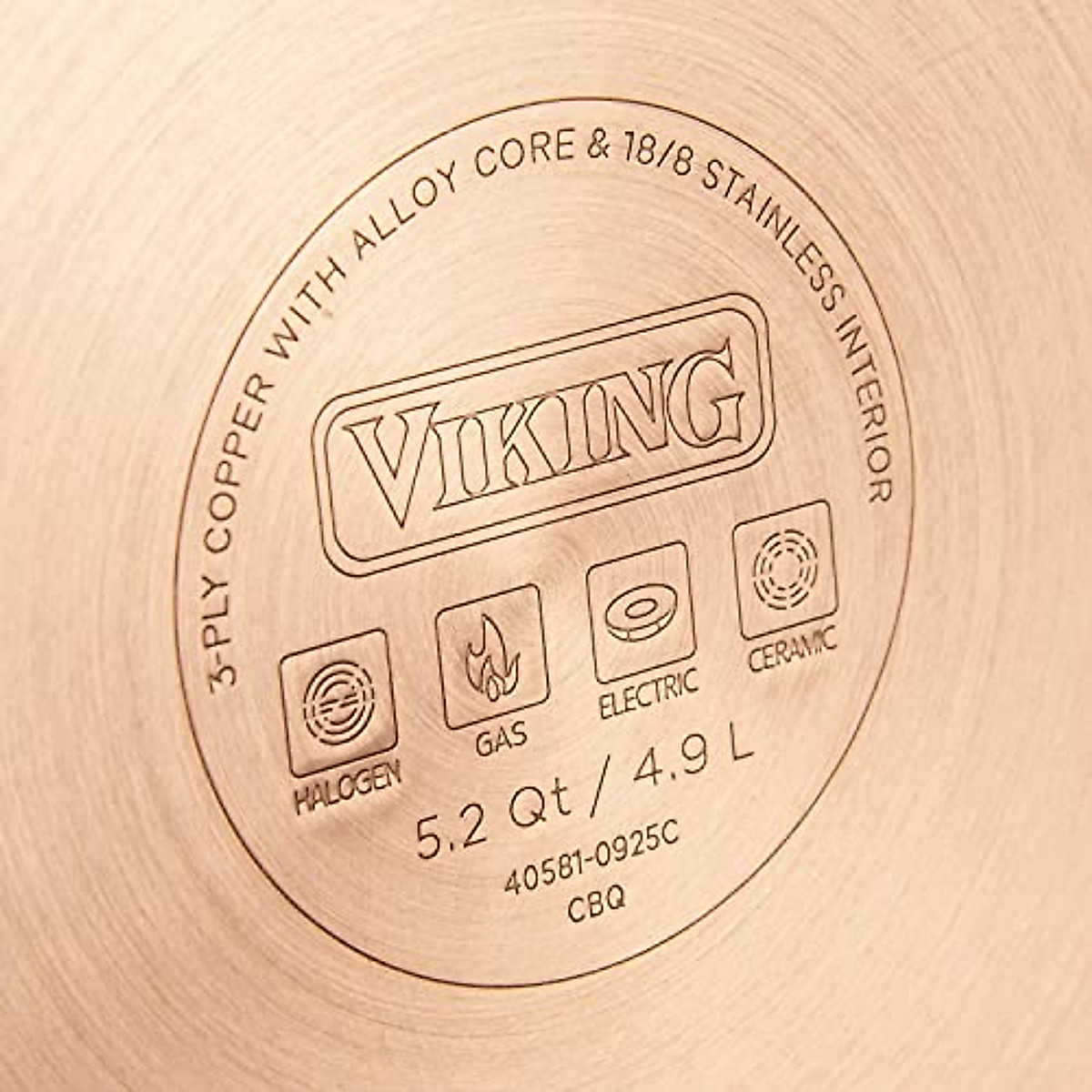 Viking Culinary 3-Ply Stainless Steel Hammered Copper Clad Cookware Set, 10 Piece, Oven Safe, Works on Electronic, Ceramic, and Gas Cooktops