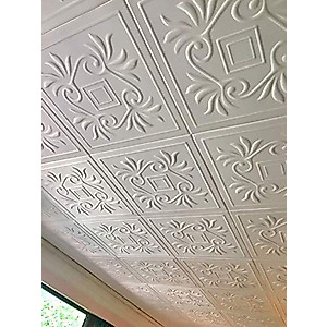 A la Maison Ceilings R159 Cockatoos Foam Glue-up Ceiling Tile (256 sq. ft./Case), Pack of 96, Plain White
