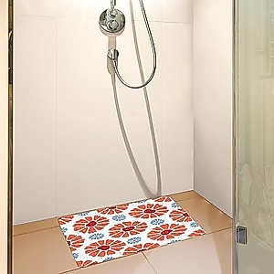 Colorful Blooms Flower Shower Mat Bathtub Mat Non Slip Shower Mats for Showers Anti Slip for Elderly Shower Mat with Suction Cups