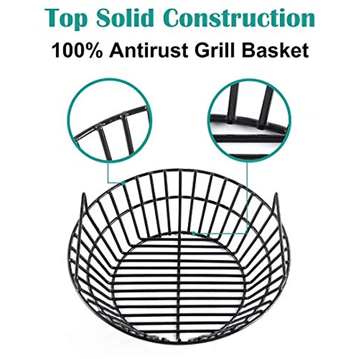Charcoal Ash Basket for Large Big Green Egg Grill, Kamado Classic, Pit Boss, Louisiana Grills, Primo Kamado Grill and Large Grill Dome, Heavy Duty Porcelain Steel