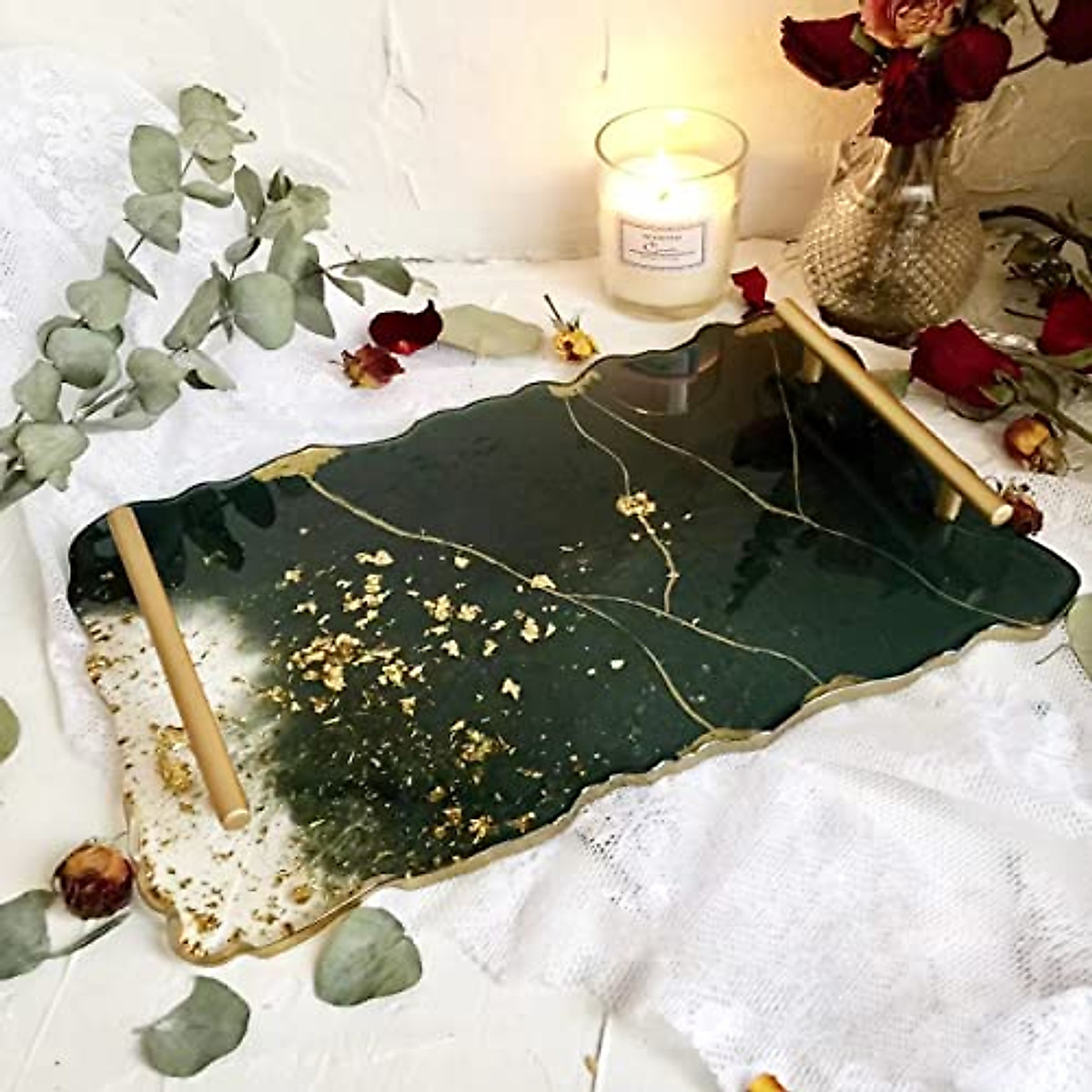 XL Tray Mold,14 inches Irregular Rectangle Silicone Tray Molds and 10 inch Round Geode Tray Resin Mold Silicone for Making Resin Craft,Home Decoration