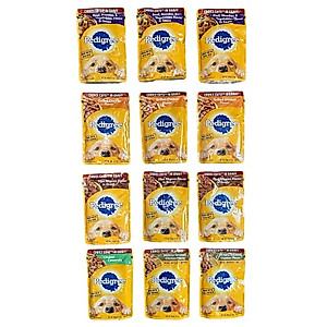Pedigree Wet Dog Food Pouch Variety Bundle, Choice Cuts in Gravy, 12 Pouches Assorted Flavors - Chicken, Hickory, Filet Mignon, Beef, Casserole