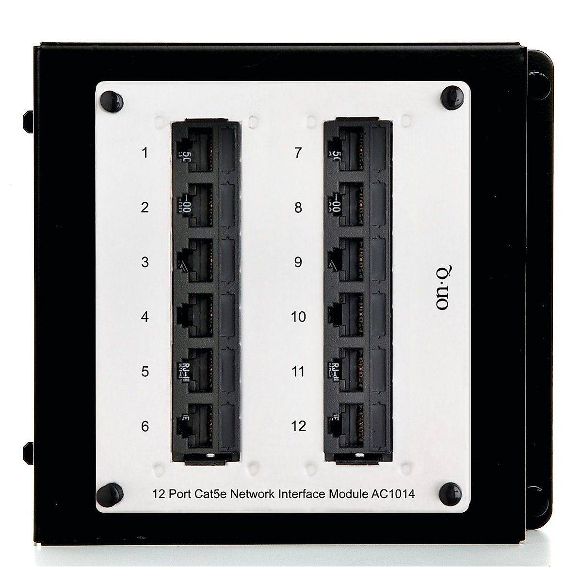 Legrand - OnQ 8 Port Cat 5e Network Interface Module, RJ45 Network Switch, High-Density Mini Patch Panel, Keystone Ports Labeled 1 Through 12, Grey, AC1014