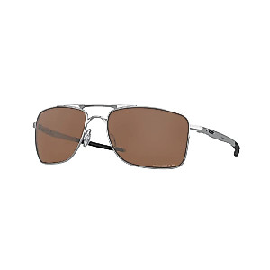 Oakley Gauge 8 OO4124 412409 62MM Polished Chrome/Prizm Tungsten Polarized Rectangular Sunglasses for Men + BUNDLE with Accessory Leash Kit+ BUNDLE with Designer iWear Eyewear Kit