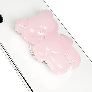Lito.Dito Cute Bear & Heart Shape Expandable Collapsible Mobile Phone Grip Stand Holder for Smartphone Tablet Cell Phone Accessory  (Milky Pink Bear)