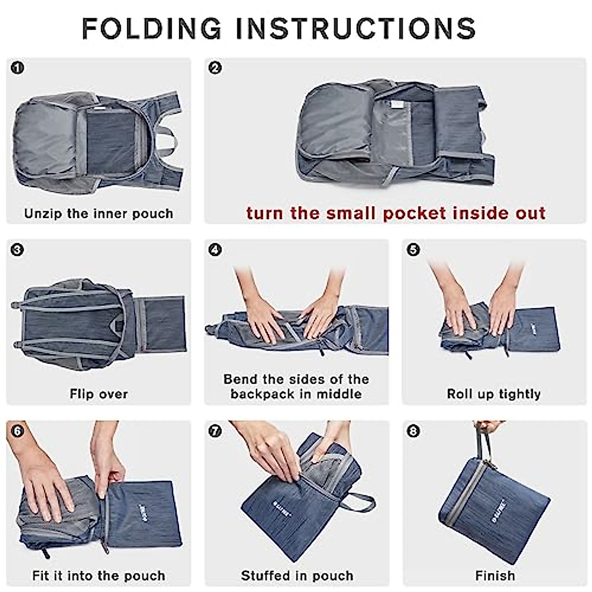 G4Free 10L Hiking Backpack Small Travel Hiking Daypack Lightweight Packable Backpack Casual Foldable Shoulder Bag