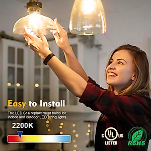 GvvooHome 24 Pack LED S14 Replacement Light Bulbs, Waterproof 1W Vintage Edison Bulbs for Outdoor Patio Backyard String Lights, Dimmable, E26 Regular Medium Screw Base, 2200K Warm White