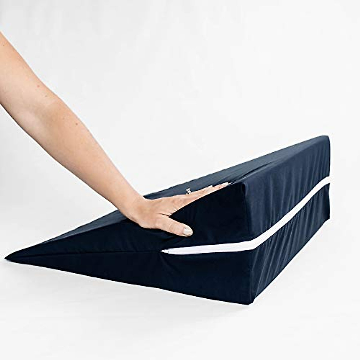 Hermell Products Foam Slant with Blue Polycotton Zippered Cover, 10-Inch