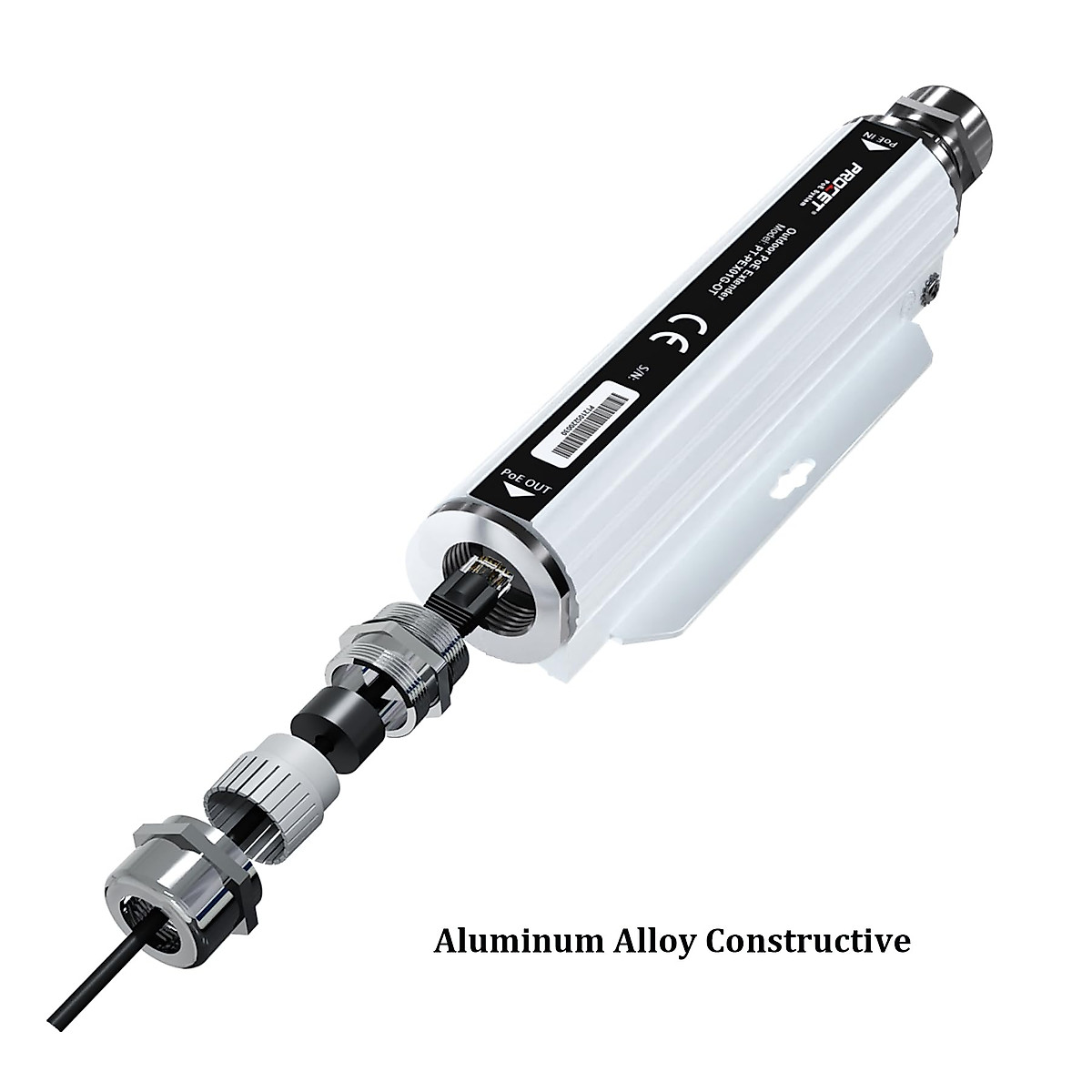 PROCET Gigabit PoE Extender Outdoor, Aluminum Alloy IP67 PoE Repeater, Output 802.3af/at, 6KV Surge Protection, Expand 328FT, Wide Working Temp -40℉ to 149℉, PT-PEX01G-OT