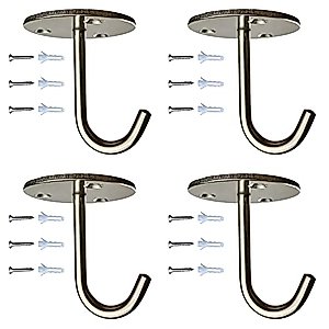 MIMOBEI Stainless Steel Utility Ceiling Hooks,60Lbs Ceiling Hooks Heavy Duty,Ceiling Hooks for Hanging Lights,Plants,Pots and Pans,Mugs,Ceiling Fan,Project Screen(4 Pack)