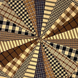 40+ Brown & Black Charm Pack 5 inch Precut Plaid Cotton Homespun Cabin Fabric Squares by JCS