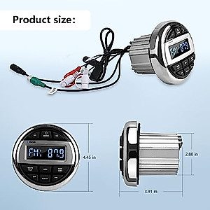 DOODBI Marine Radio Bluetooth Stereo Audio Waterproof Radio Boats FM AM Gauge Stereo Golf Cart Marine Stereo Receiver Audio Systems for RV UTV Yacht