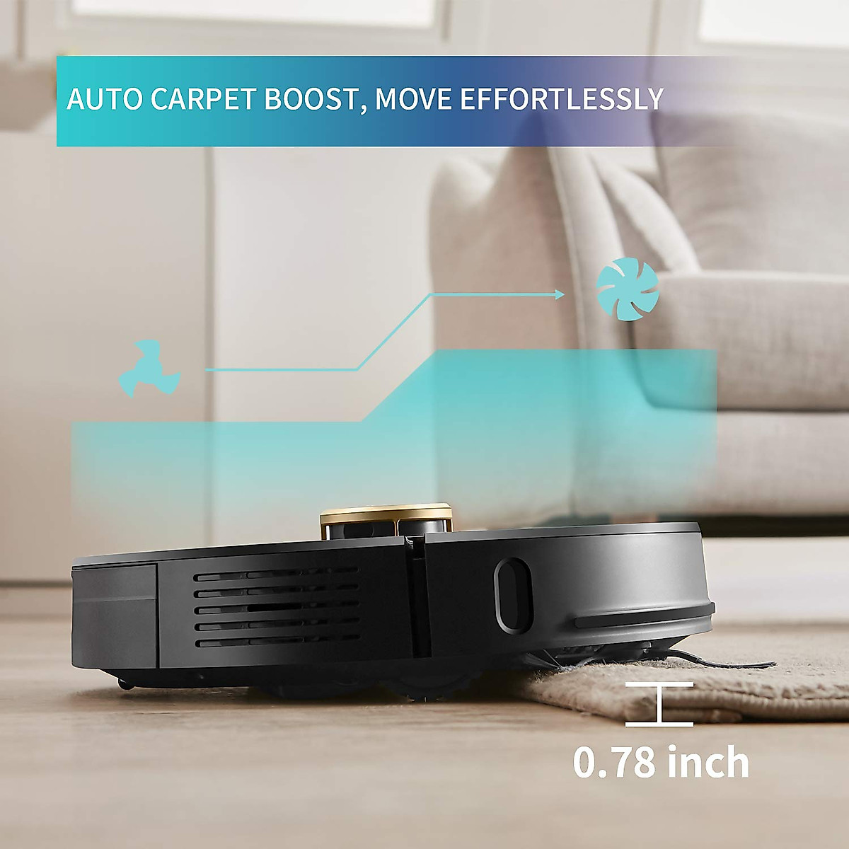 UONI V980Plus Robot Vacuum Cleaner and Mop Combo with LIDAR Mapping Technology - 2700Pa Strong Suction Slim Design Self-Charging 5200mAh Robotic Vacuums Ideal for Pet Hair Hard Floor Carpets