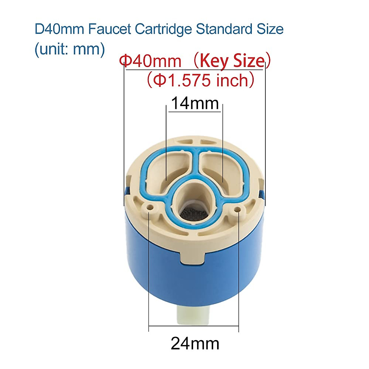 XUCHUAN 40 mm Replacement Ceramic Faucet Valve for Single Handle Kitchen Basin Faucet Part, Plastic Tap Cartridge
