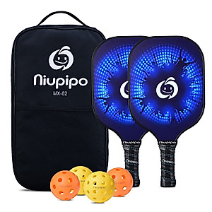 niupipo Pickleball Paddles, USA Pickleball Approved Pickleball Paddles Set of 2, Carbon Fiber Face, Polypropylene Honeycomb Core,Pickleball Rackets with 4 Balls and 1 Pickleball Bag