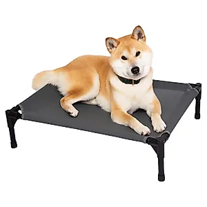 pettycare Elevated Outdoor Dog Bed - Dog Cots for Small Pet, Heavy Duty Raised Cot Waterproof, Cooling Pets Bed with Washable Durable Teslin Mesh and Non Slip Feet, 28 Inches, Grey