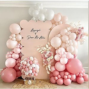 Boho Soft Pink Balloon Arch Garand Kit 153pcs 18/10/5 Inch Retro Pink Macaroon Orange Light White Latex Balloon for Baby Shower Bridal Wedding Girl Birthday Anniversary Gender Reveal Party Decorations