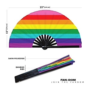 Pride Flag LGBTQA Hand Fan Androgynous Butch Lesbian Demigender Drag Feather Gender Questioning Gilbert Baker Graysexual Pride Fan (Gilbert Baker Flag)