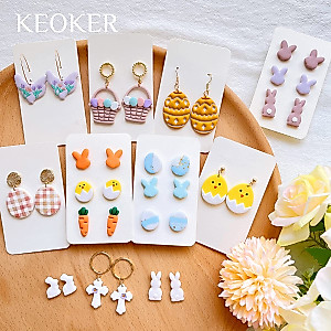 Keoker Polymer Clay Cutters, Easter Polymer Clay Cutters for Earrings Making, 11 Shapes Easter Day Clay Cutters, Small Easter Clay Cutters for Polymer Clay Jewelry