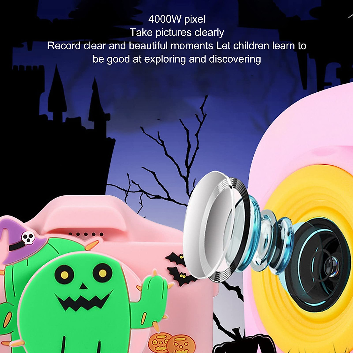 VINGVO Mini Kids Camera, 2.0 Inch Screen 4000 W Pixel Kids Digital Video Camera Energy Saving for 3 to 6 Years Old Gifts