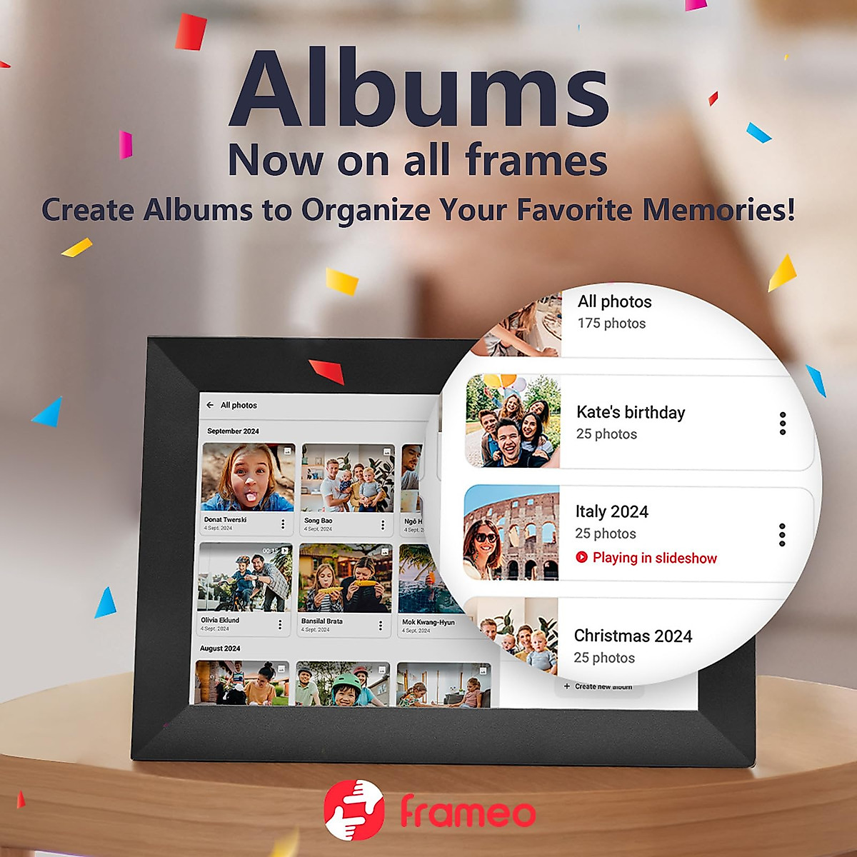 FRAMEO 10.1 Inch Smart WiFi Digital Photo Frame 1280x800 IPS LCD Touch Screen, Auto-Rotate Portrait and Landscape, Built in 16GB Memory, Share Moments Instantly via Frameo App from Anywhere
