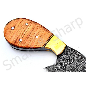 Smart & Sharp Custom Handmade Damascus Steel Hunting Knife/Skinning Knife AA-17274 (Natural Kow Wood)
