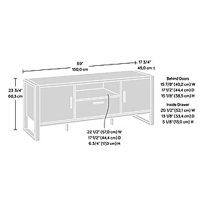 Sauder Rock Glen Credenza, L: 59.06" x W: 17.72" x H: 23.66", Blade Walnut Finish