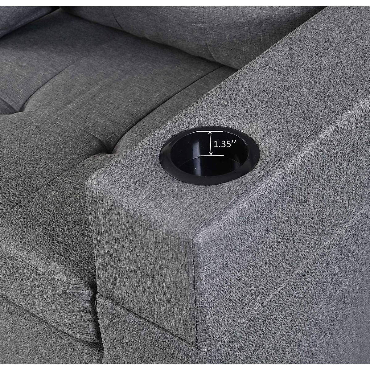 Morhome Upholstered Reversible Sofa,Modern L Shaped Couch with Left Or Right Hand Chaise and Cup Holder for Living Room Small Space