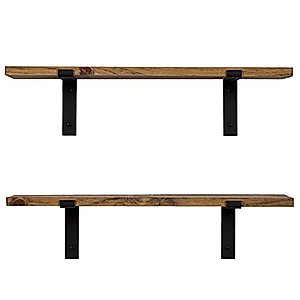 Imperative Décor Rustic Wood Floating Shelves Wall Mounted Storage Shelf with L Brackets USA Handmade| Set of 2 (Special Walnut, 24" x 5.5")