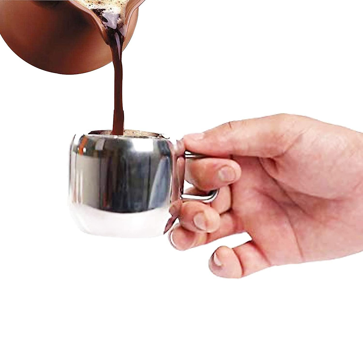 WhopperIndia Coffee Cup Espresso Cup Mug Set of 6 Double Wall Stainless Steel Tea Cups, Reusable & Dishwasher Safe