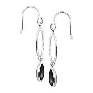 Silpada &#039;Dark Halo&#039; Natural Black Agate Drop Earrings in Sterling Silver
