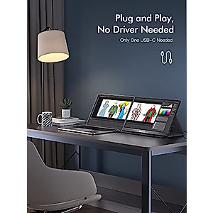 MAGICRAVEN Portable Monitor, 16" 1920x1200P FHD IPS Laptop Monitor, Dual USB C HDMI Computer Monitor Gaming Display with Speakers, Second Screen Travel Monitor for PC Phone PS5/4 Xbox Switch