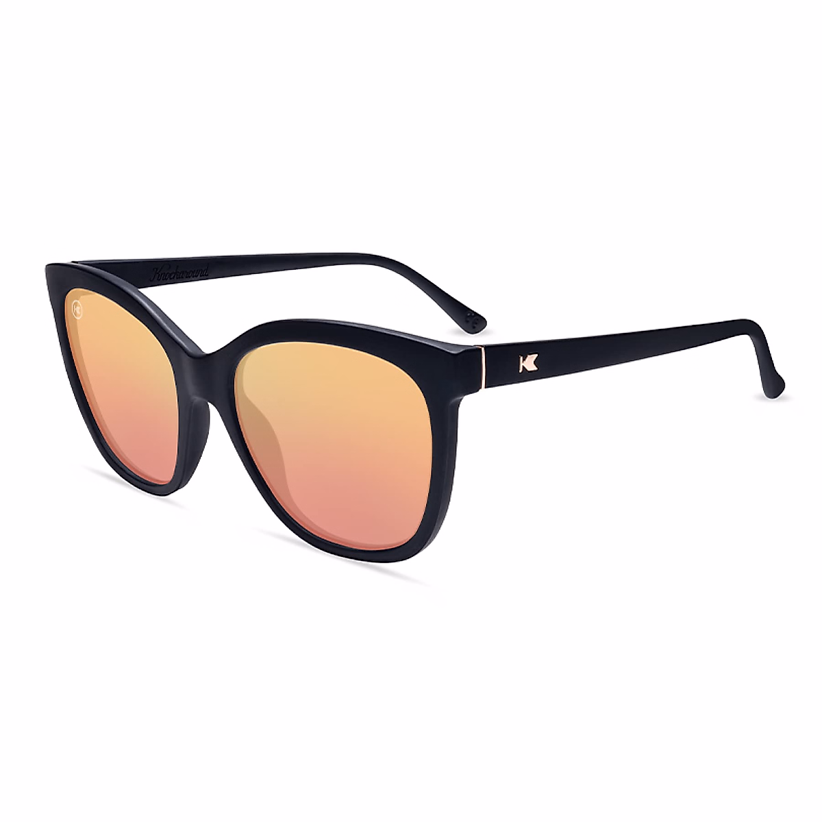 Knockaround Deja Views Polarized Sunglasses for Women - Impact Resistant Lenses & Full UV400 Protection, Matte Black/Rose Gold