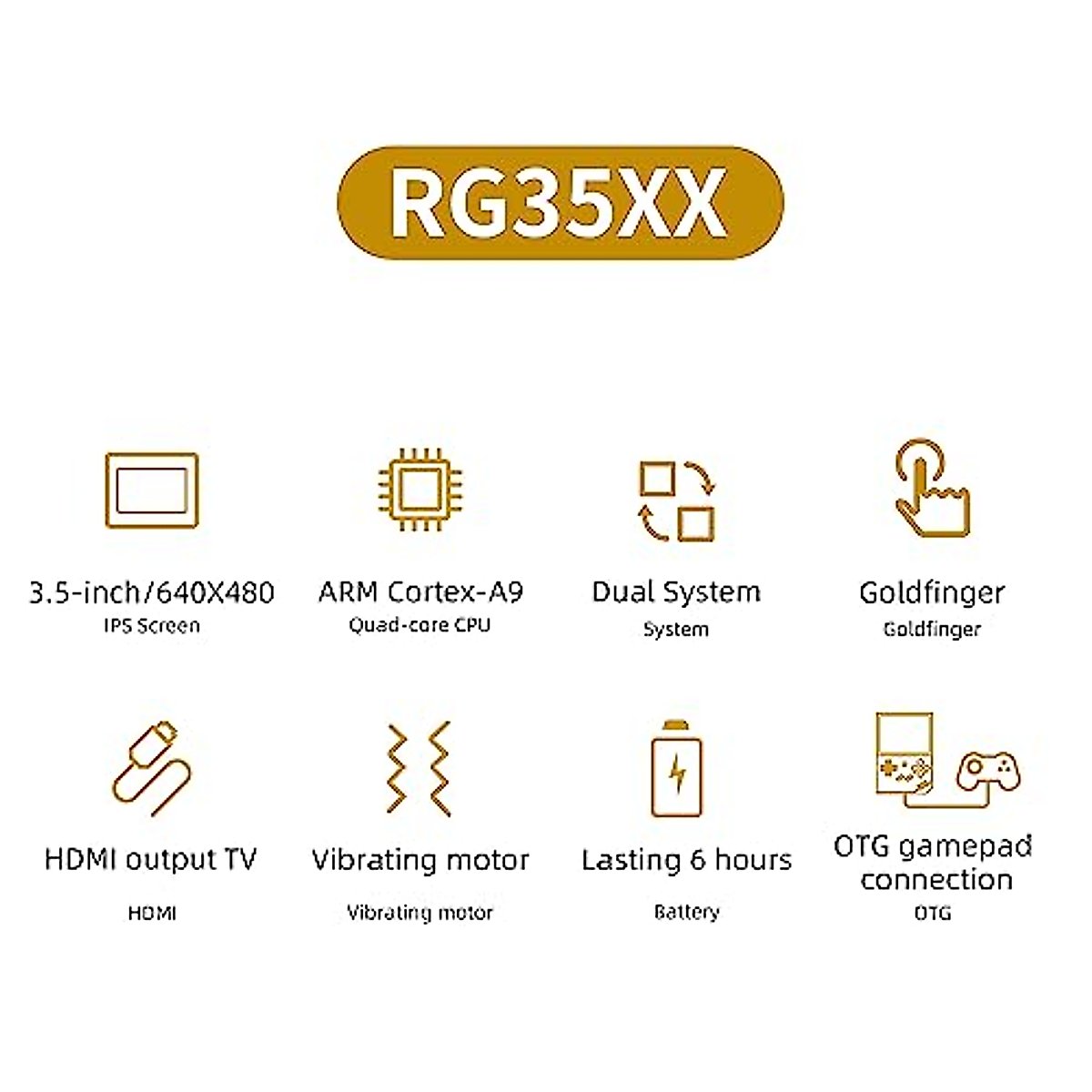 RG35XX Handheld Game Console , Dual System Linux+GarlicOS 3.5 Inch IPS Screen Built-in 64G TF Card 6831 Classic Games Support HDMI TV Output with Portable Bag (Gray)