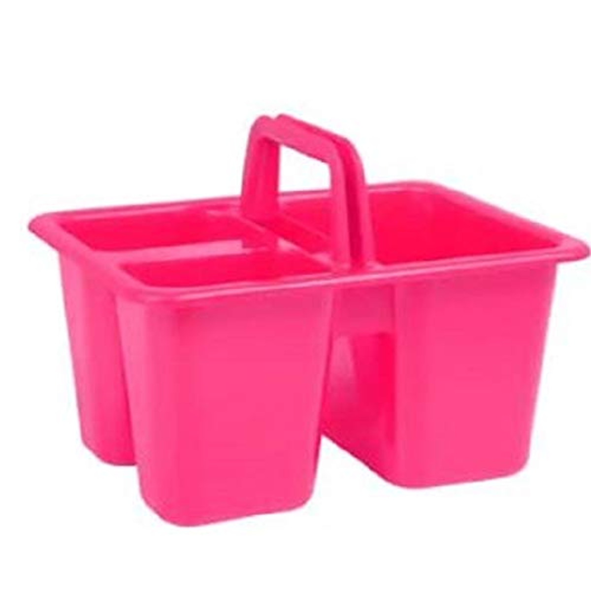 Kids Arts & Crafts Small Plastic Caddies with Handles, 3 Compartments, Assorted Colors 4-ct Set