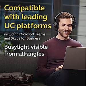 Jabra Evolve2 65 UC Wireless Headphones with Link380c, Stereo, Black – Wireless Bluetooth Headset for Calls and Music, 37 Hours of Battery Life, Passive Noise Cancelling Headphones