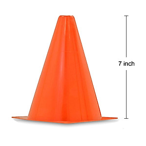 BLQH 36 Pack 7 Inch Plastic Traffic Cones Sport Training Cone Sets Field Marker Cones for Skate Soccer Agility Training & Physical Education Flexible (36)
