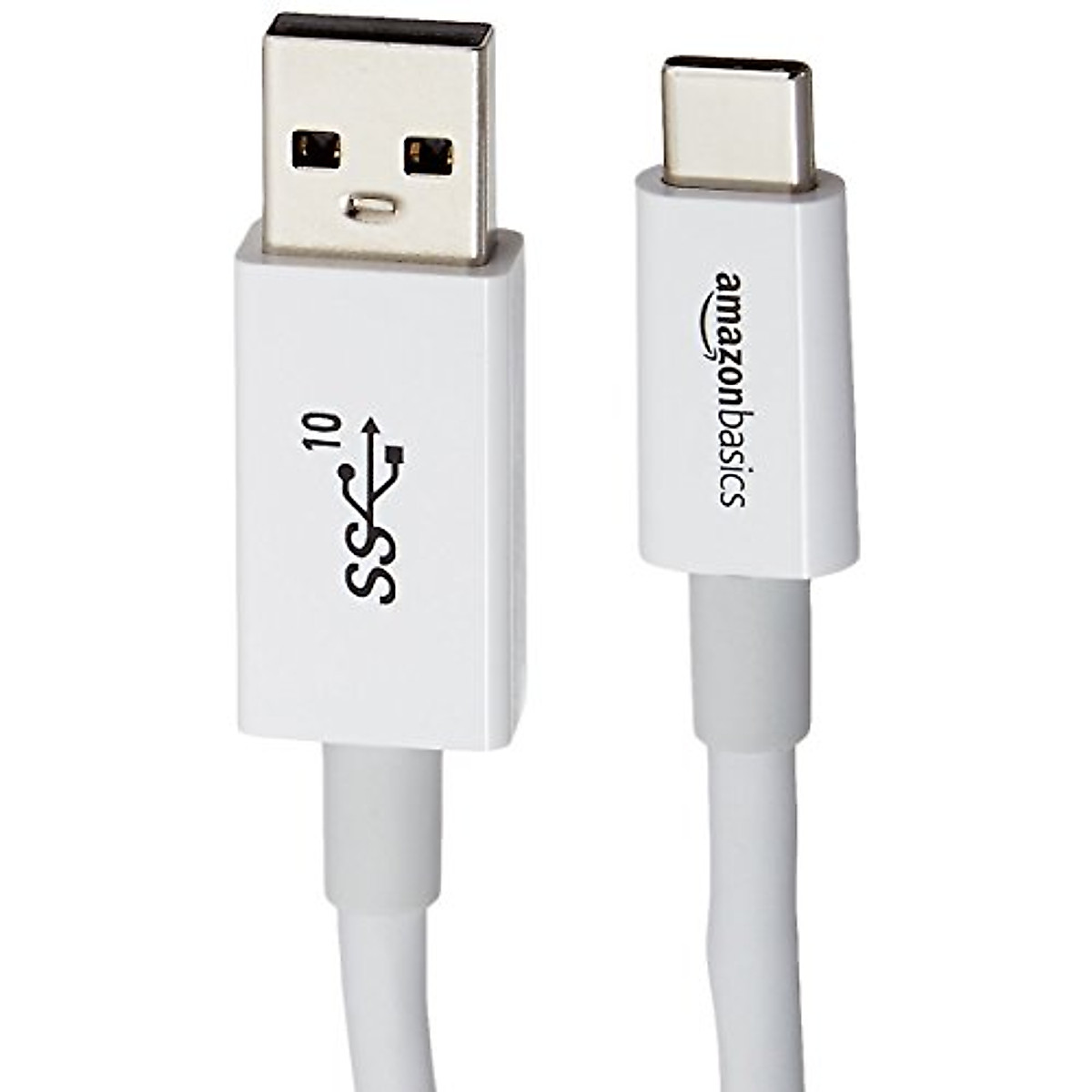 Amazon Basics USB-C to USB-A 3.1 Gen 2 Adapter Fast Charger Cable, 10Gbps High-Speed, USB-IF Certified, for Apple iPhone 15, iPad, Samsung Galaxy, Tablets, Laptops, 3 Foot, White