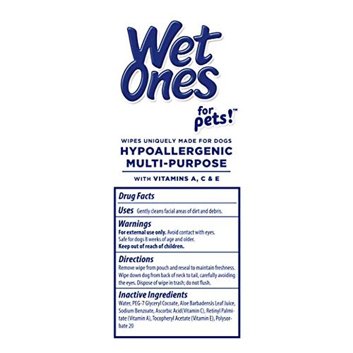 Wet Ones for Pets Multi-Purpose Dog Wipes with Vitamins A, C + E - Fragrance-Free Dog Wipes for All Dogs Wipes with Wet Lock Seal - 300ct Total Wipes for Dogs